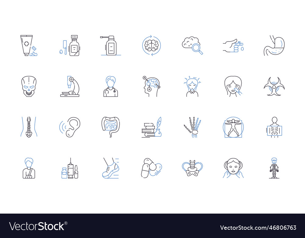 Health education line icons collection nutrition Vector Image