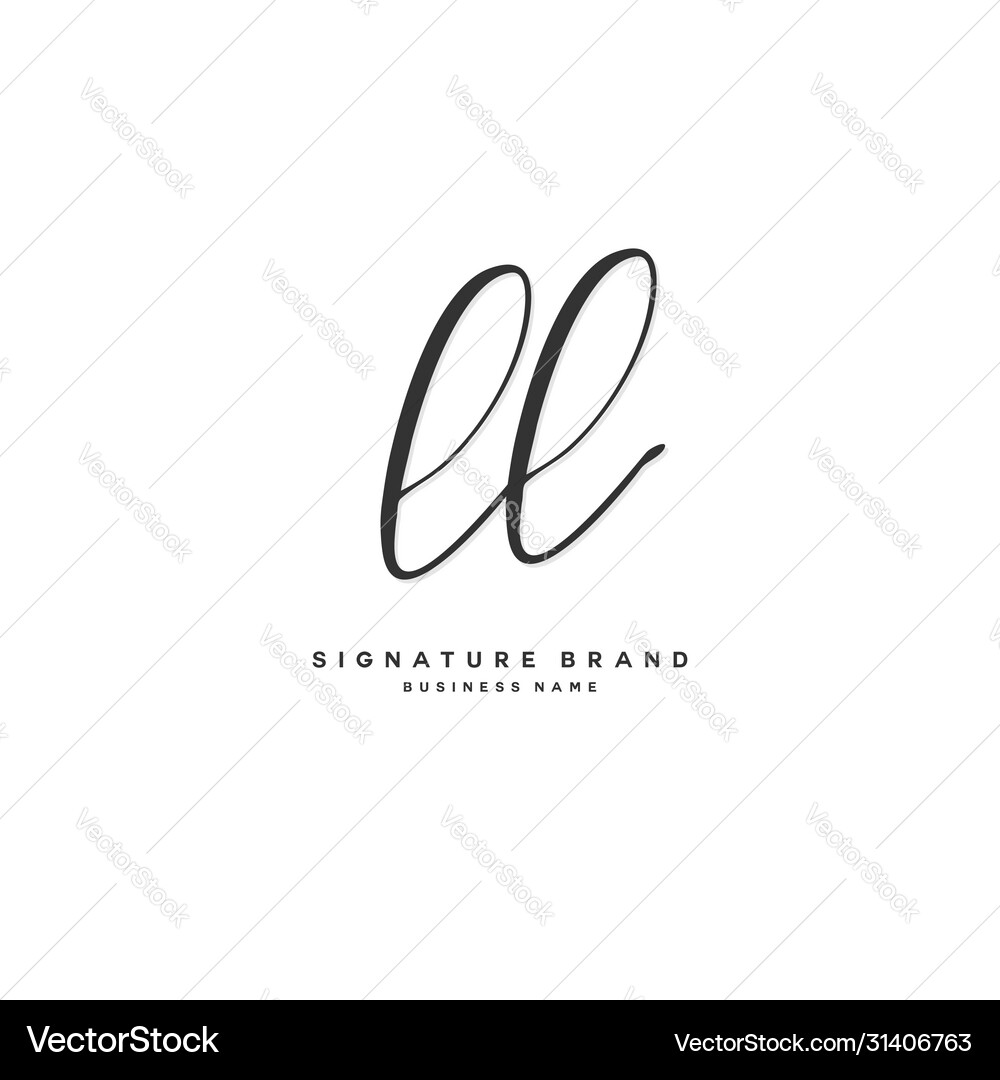 L ll initial letter handwriting and signature Vector Image
