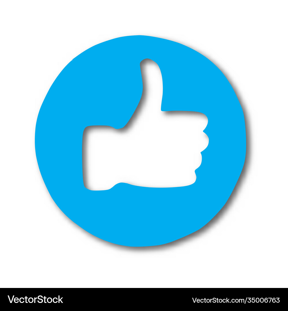Like sign in blue circle cut paper Royalty Free Vector Image
