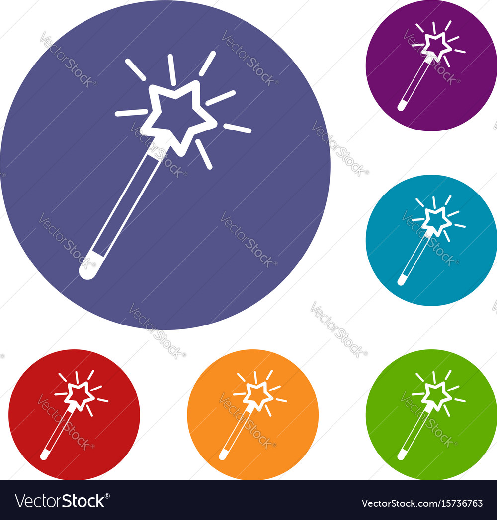 Magic wand icons set Royalty Free Vector Image