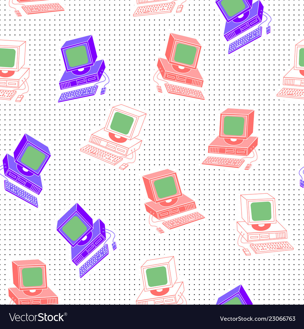 Pattern computers 80s Royalty Free Vector Image