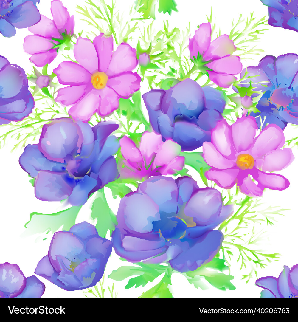 Seamless floral background with flowers Royalty Free Vector