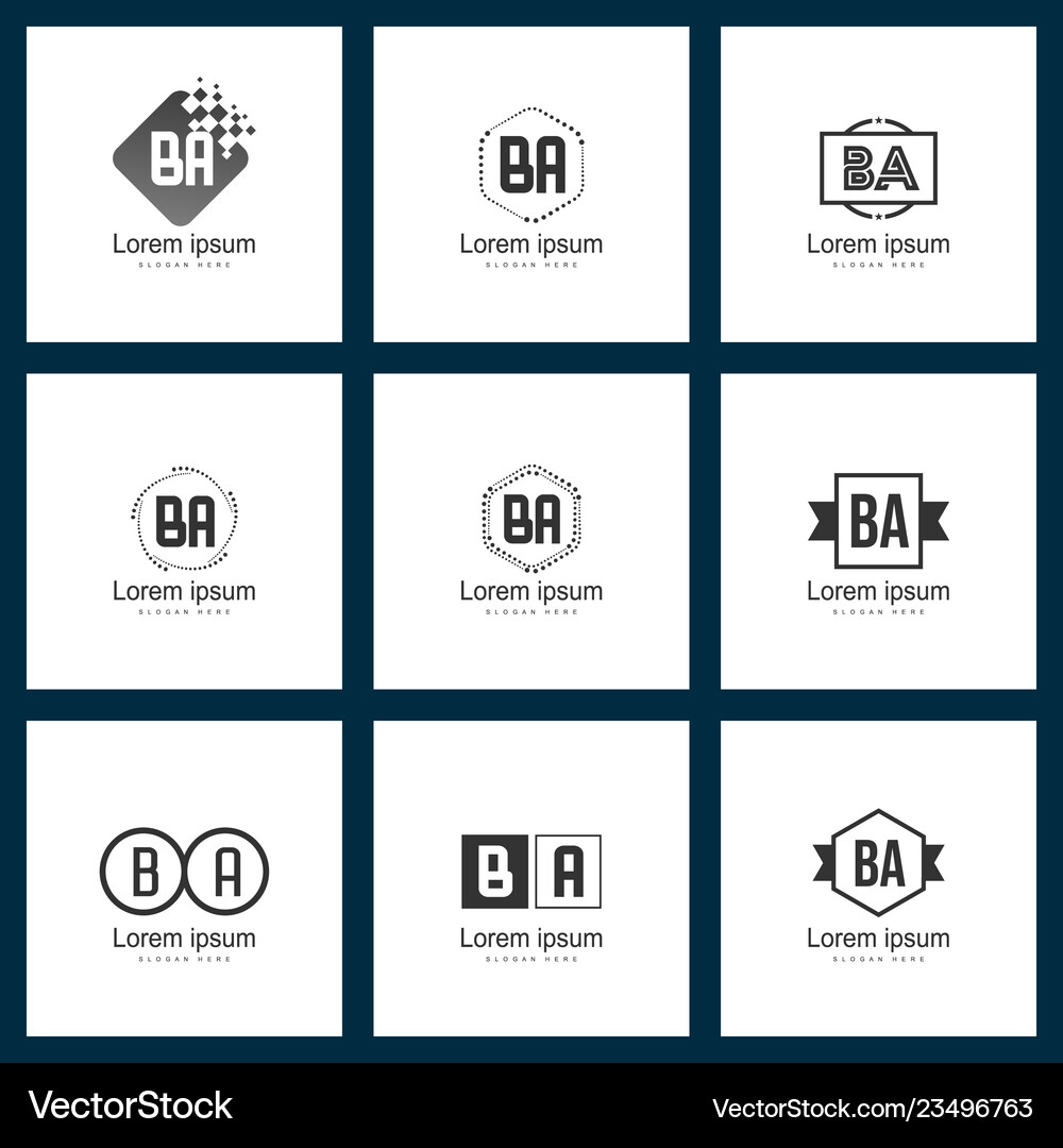 Set of letter logo initial ba template design Vector Image