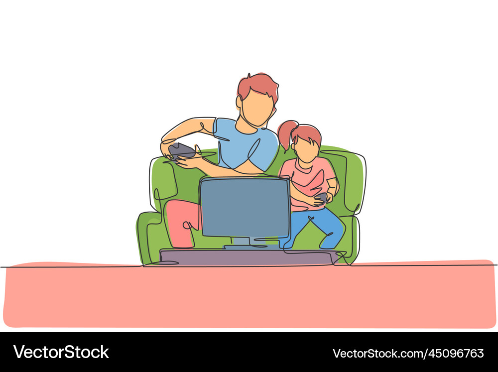 Single continuous line drawing of young father Vector Image