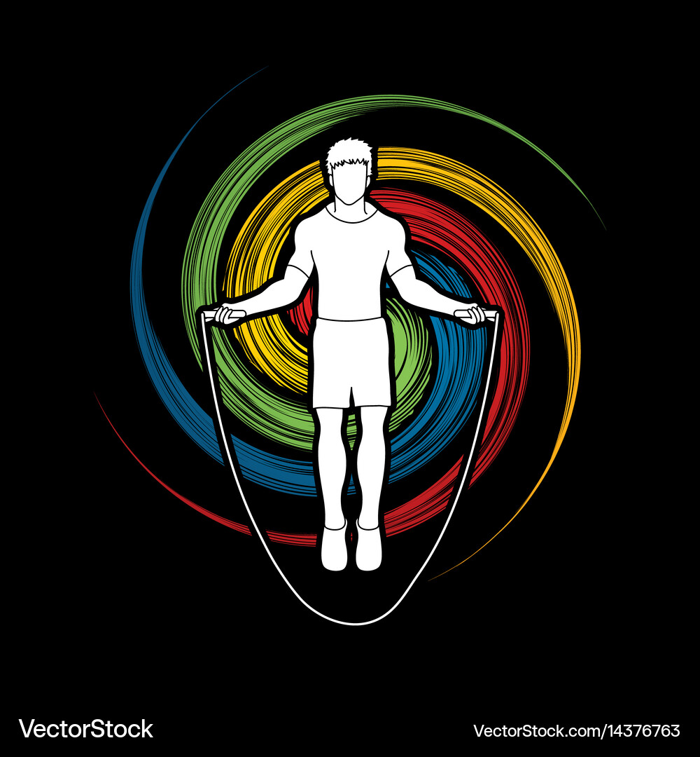 Sport man jumping rope graphic Royalty Free Vector Image