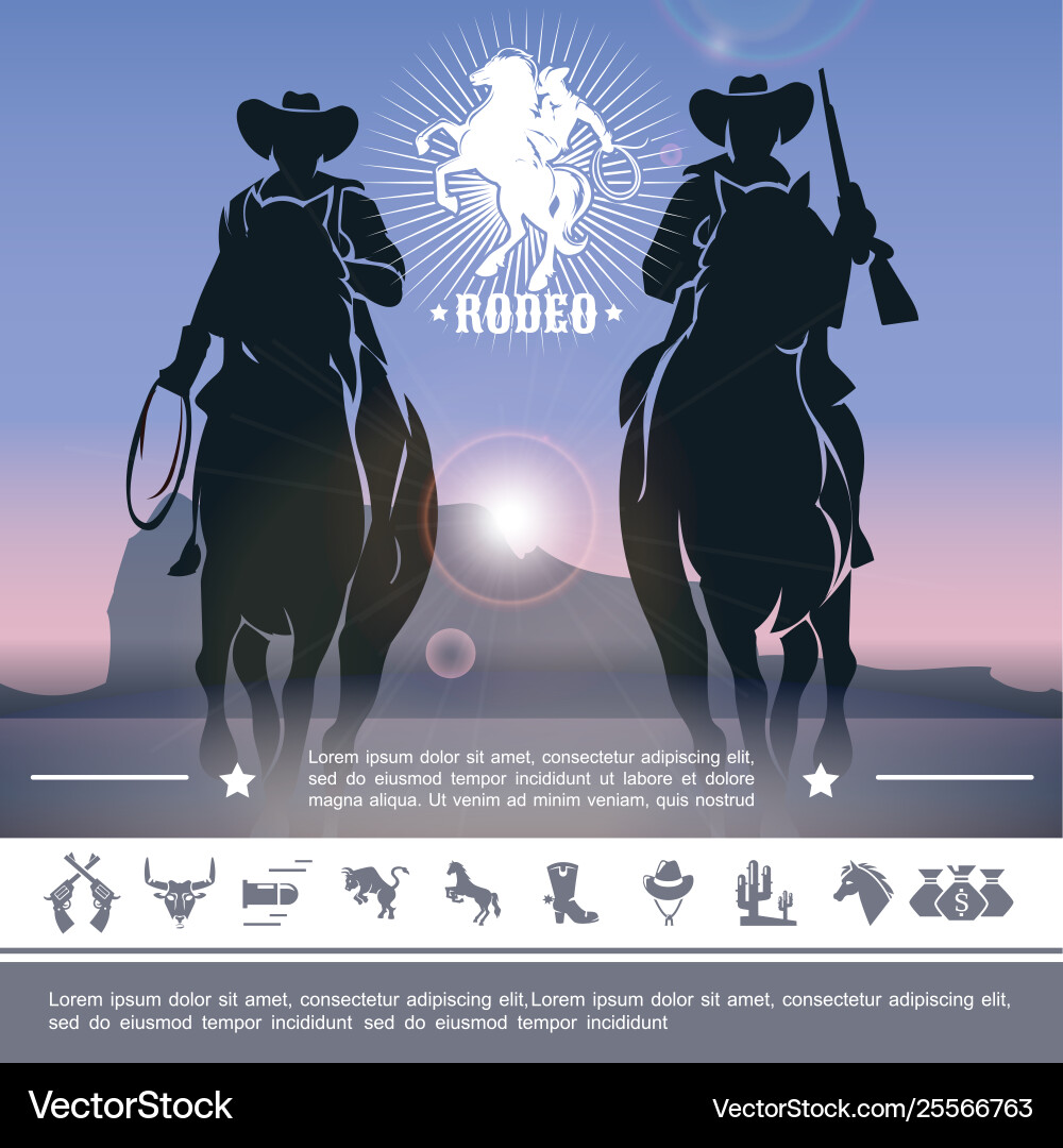 Vintage cowboy rodeo concept Royalty Free Vector Image