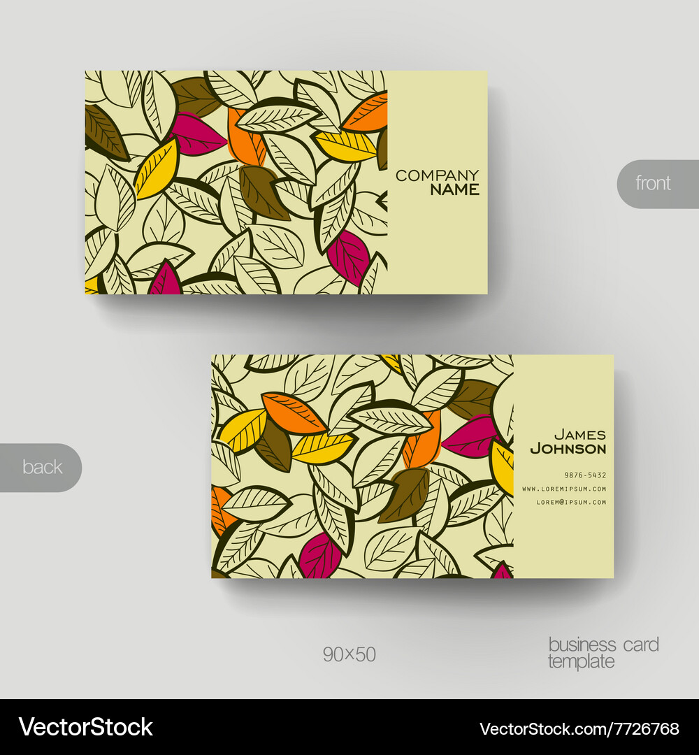 Business card template with autumn leaf Royalty Free Vector
