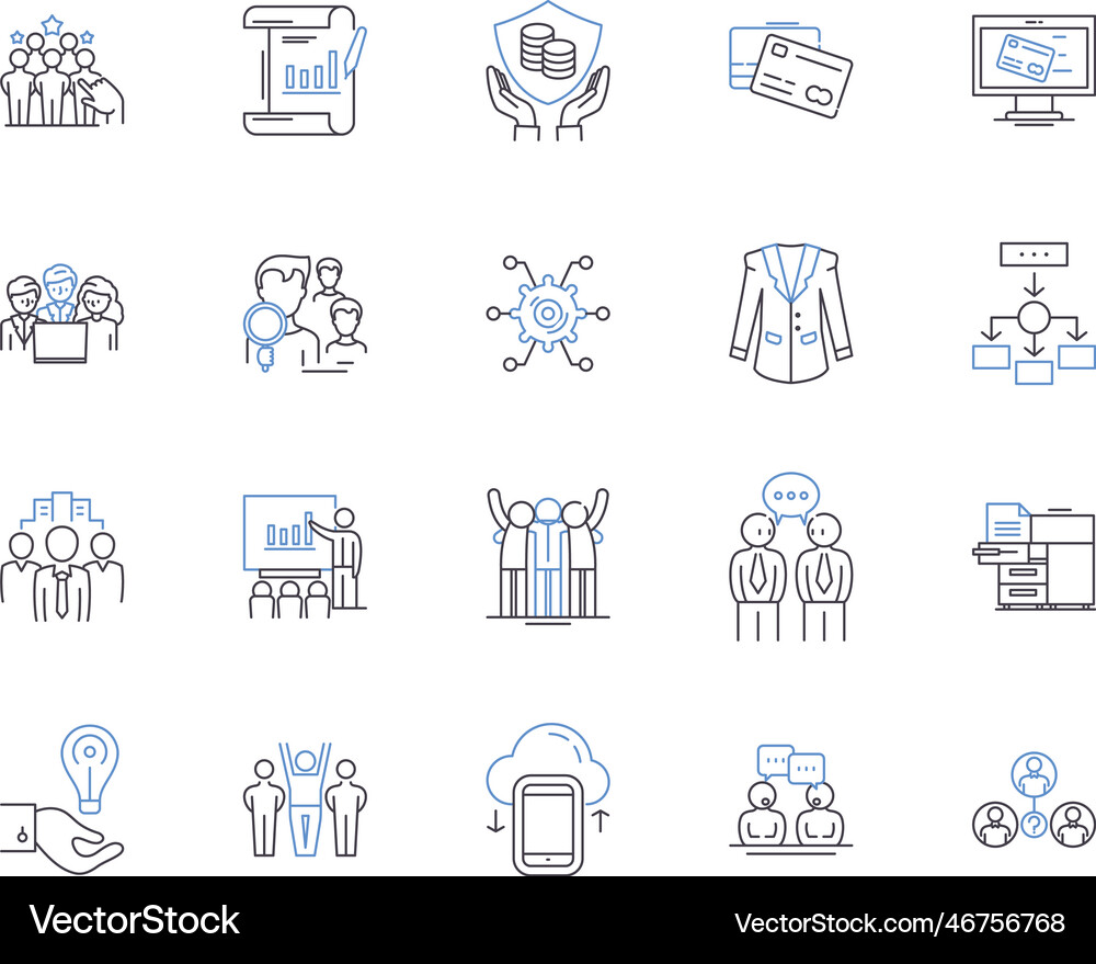 Business workshop outline icons collection Vector Image