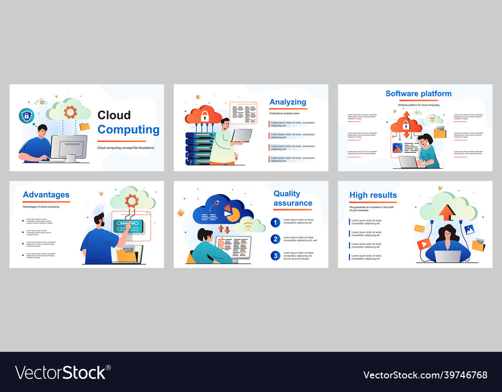 Cloud computing concept for presentation slide Vector Image