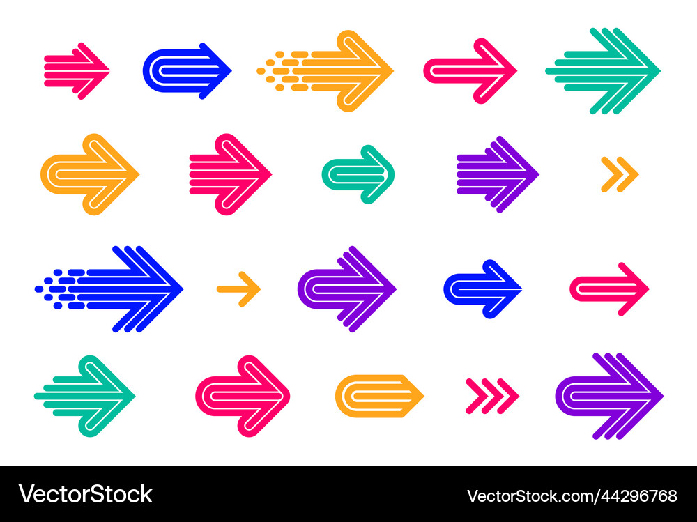 Linear arrow logos set collection of arrows Vector Image