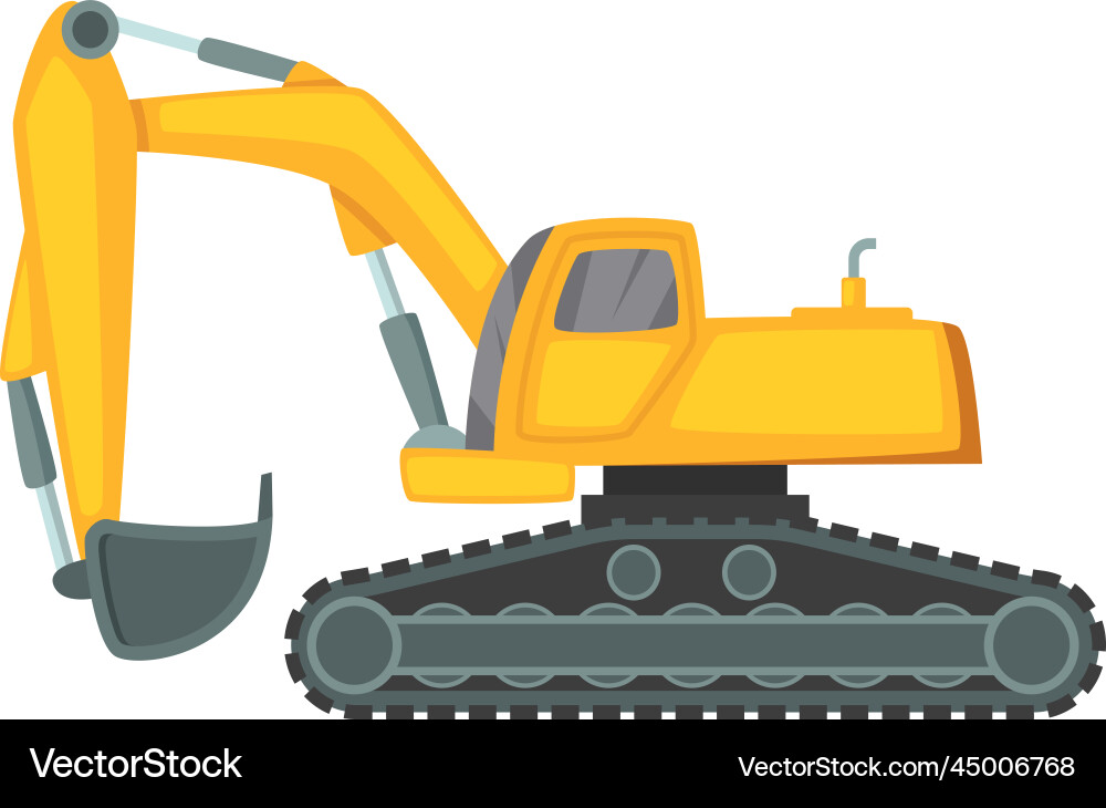 Road rail excavator side view cartoon heavy Vector Image