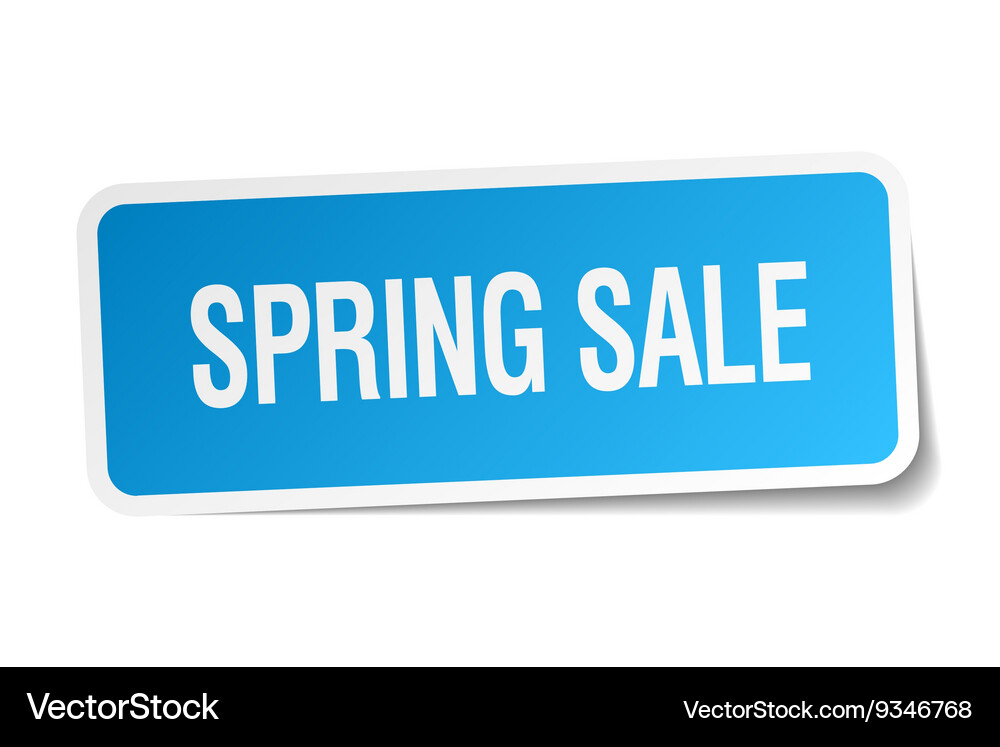Spring sale blue square sticker isolated on white Vector Image