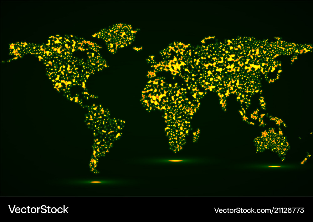 Abstract world map of glowing particles Royalty Free Vector