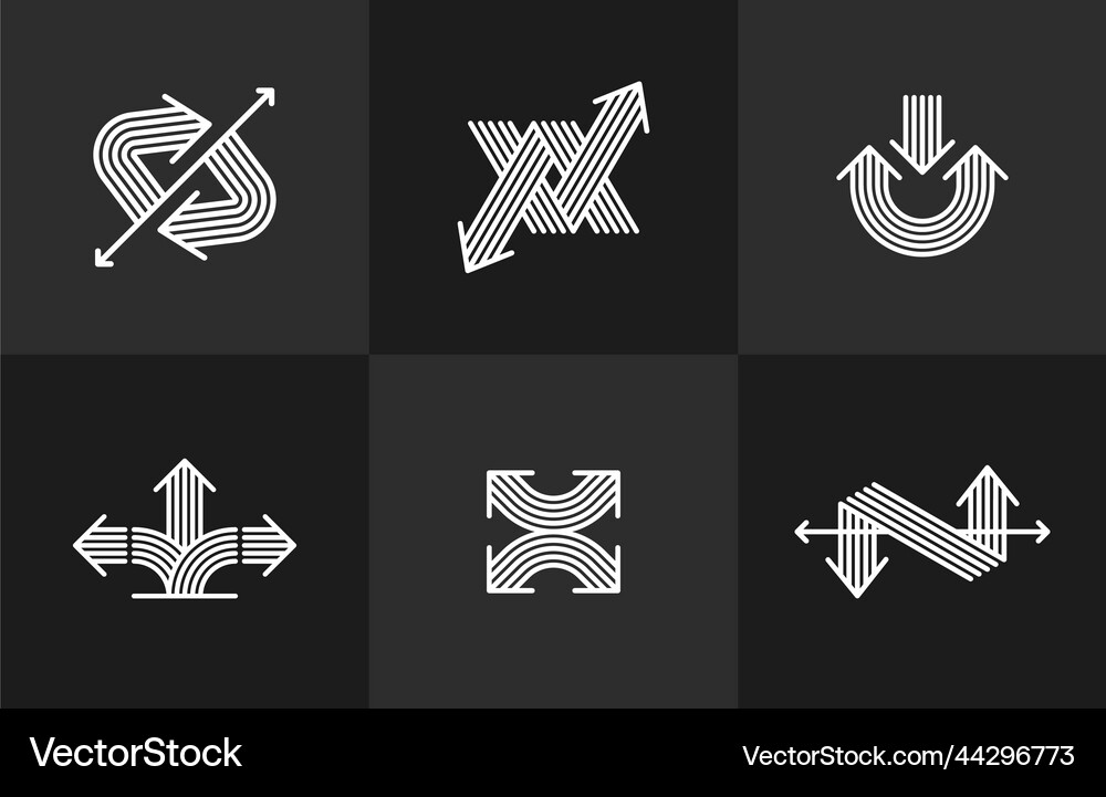 Arrow original logos set isolated pictogram Vector Image