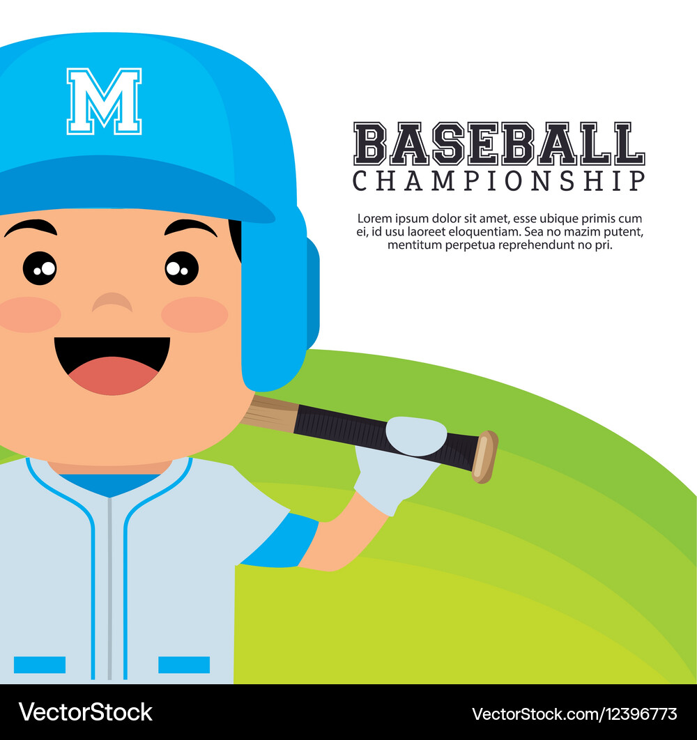 Baseball championship badge player with bats Vector Image