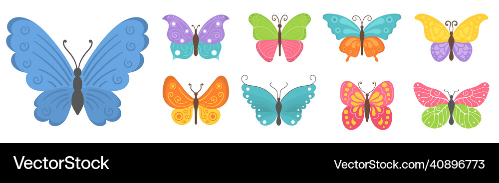 Colorful Butterfly Set Royalty Free Vector Image