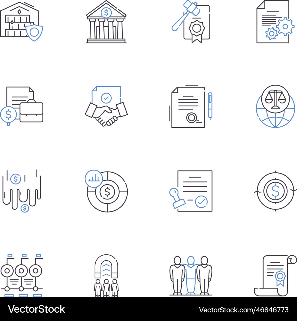 Compliance line icons collection regulations Vector Image