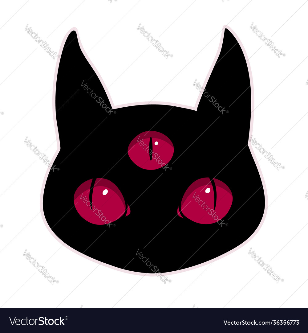 Creepy monster head with three red eyes Royalty Free Vector Creepy monster head with three red eyes Royalty Free Vector