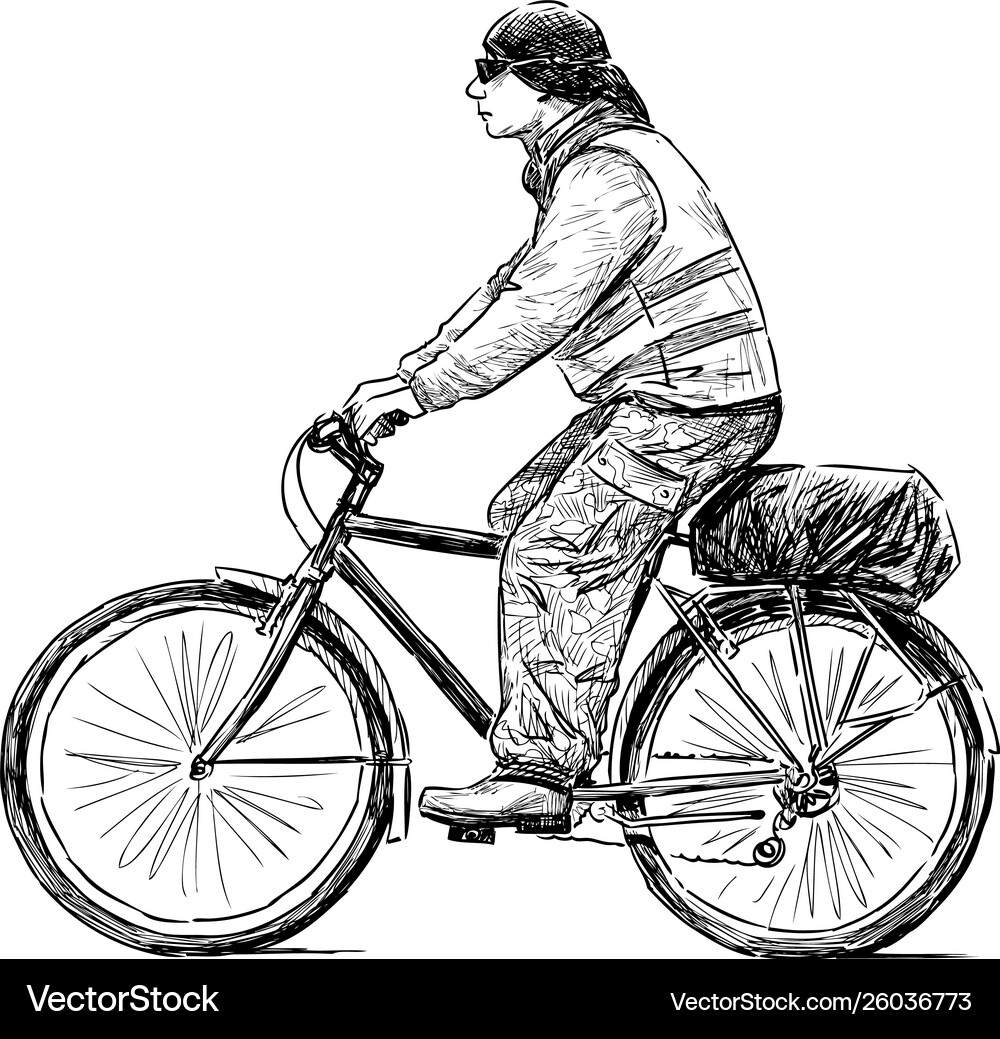Cyclist on a walk Royalty Free Vector Image - VectorStock