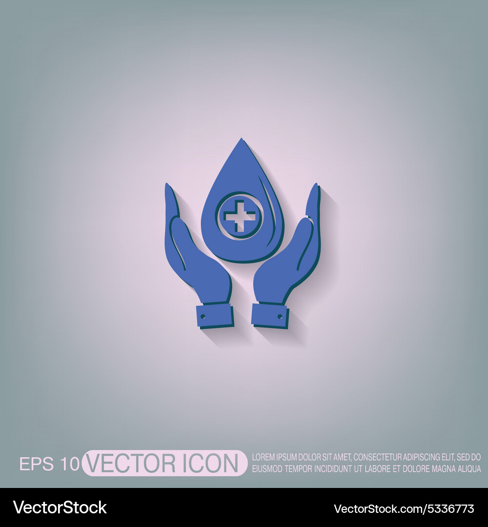 Hands holding a drop donate medical icon Vector Image