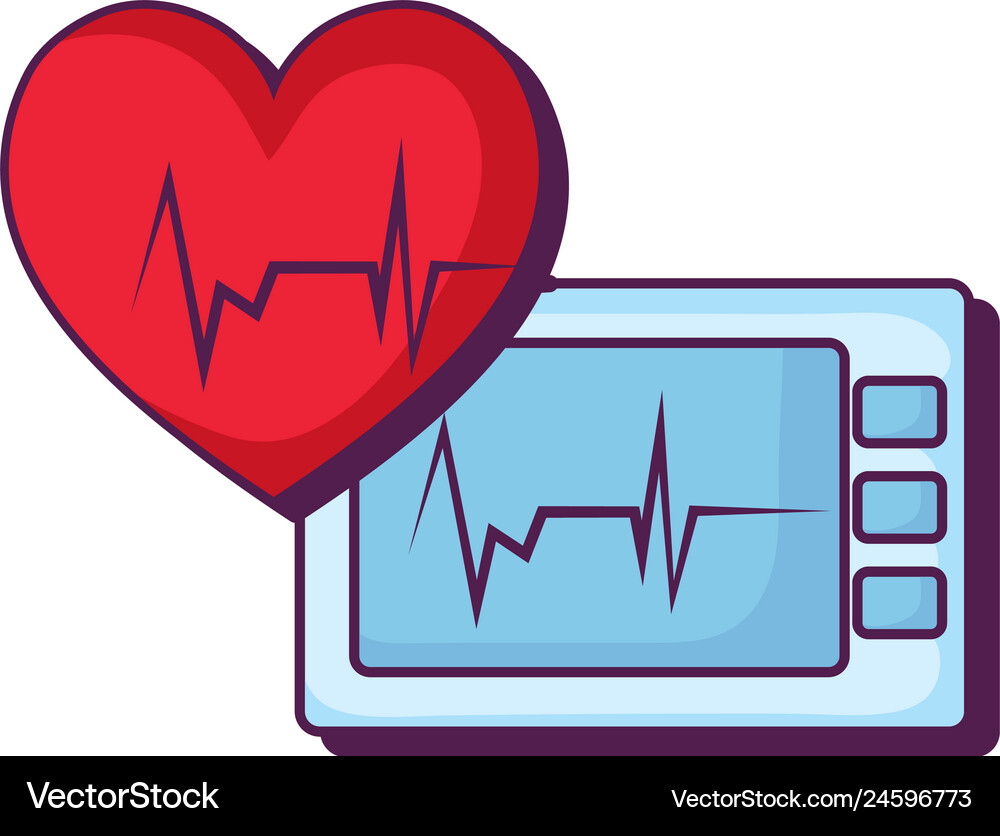 Heart cardiology with ekg machine Royalty Free Vector Image
