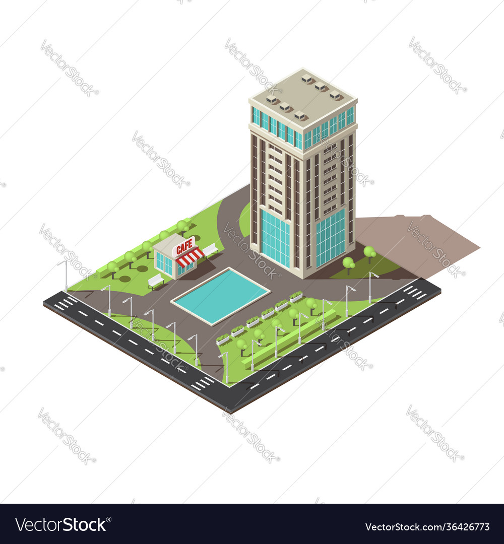 Isometric office building design Royalty Free Vector Image Isometric office building design Royalty Free Vector Image