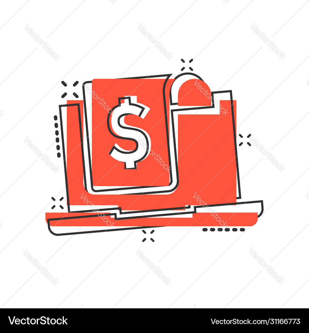Laptop with money icon in comic style computer Vector Image