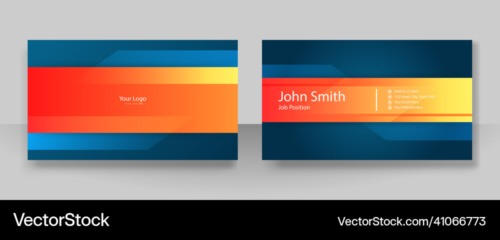 Modern elegant blue orange business card design Vector Image