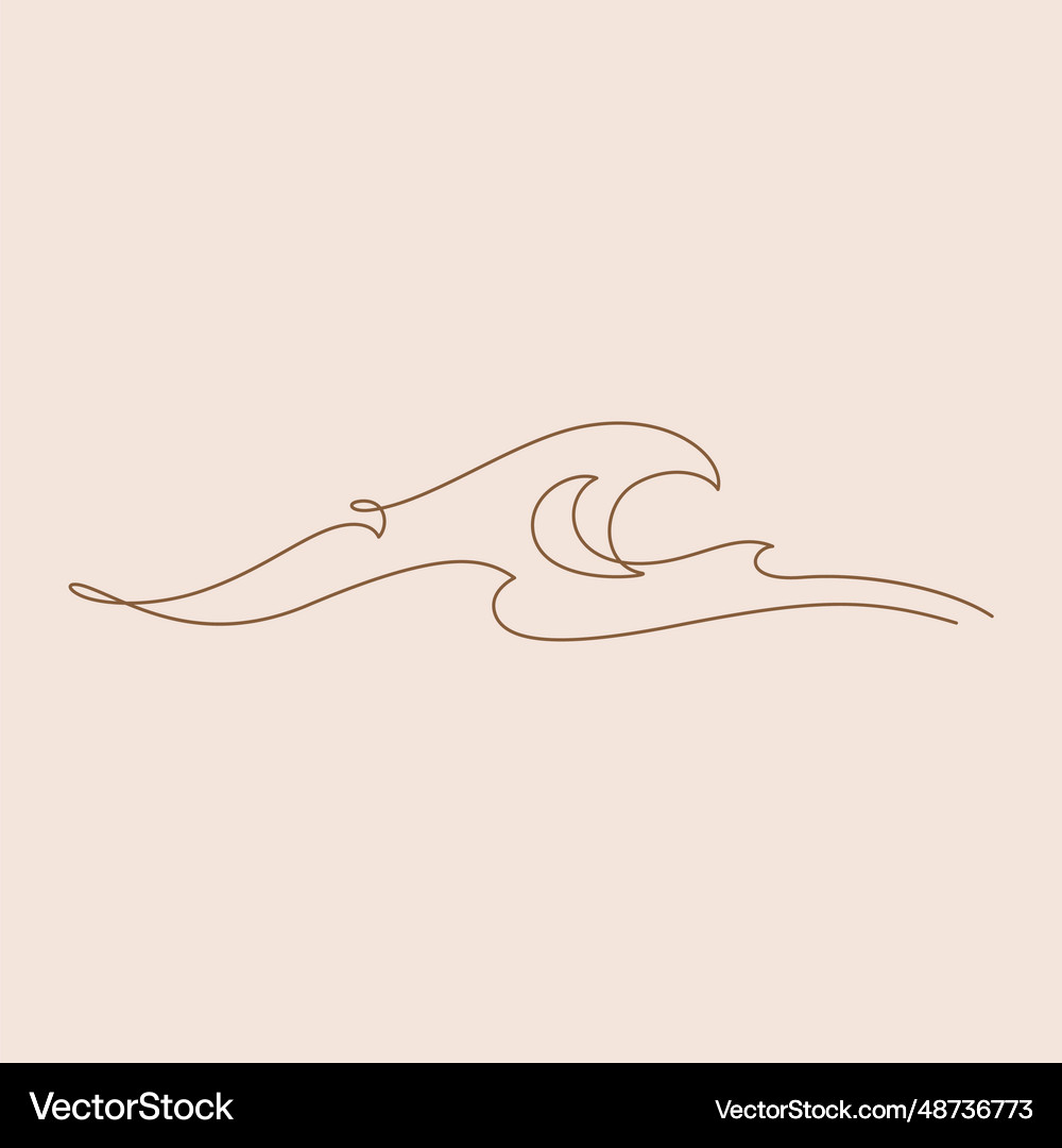 Ocean wave ripple splashing line art minimal Vector Image