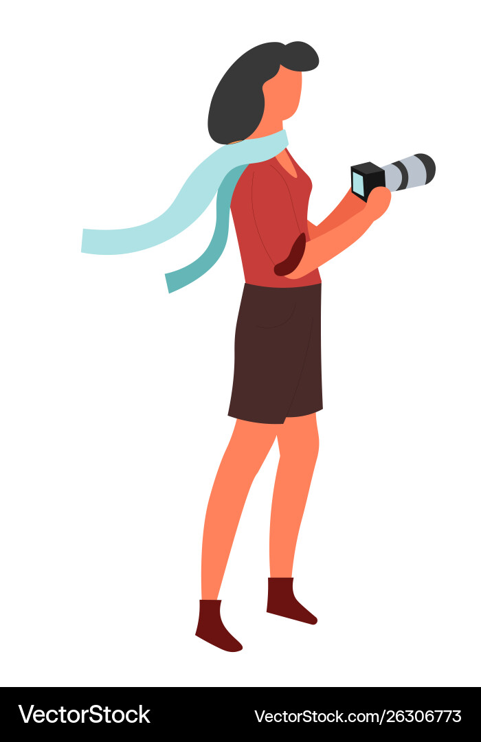 Photo camera isolated female character Royalty Free Vector