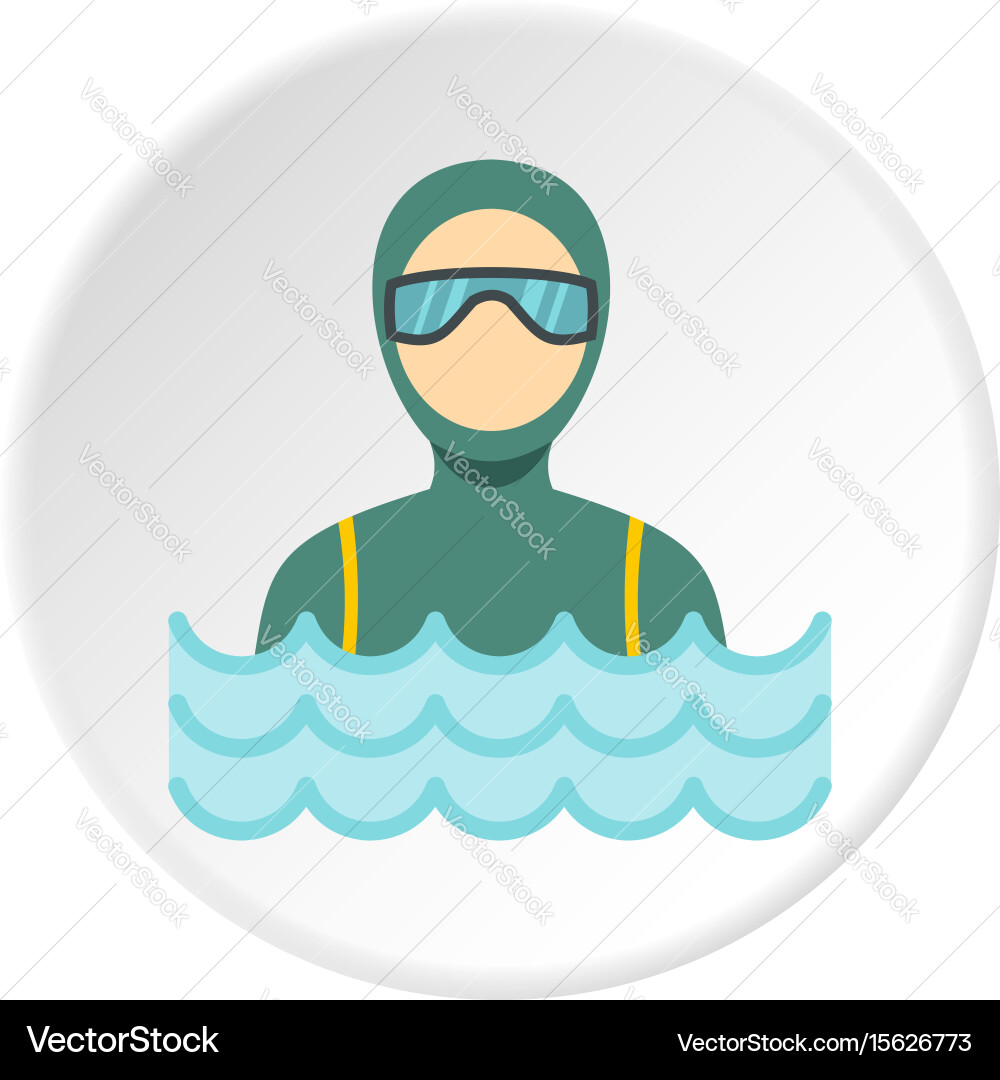 Scuba diver man in diving suit icon circle Vector Image
