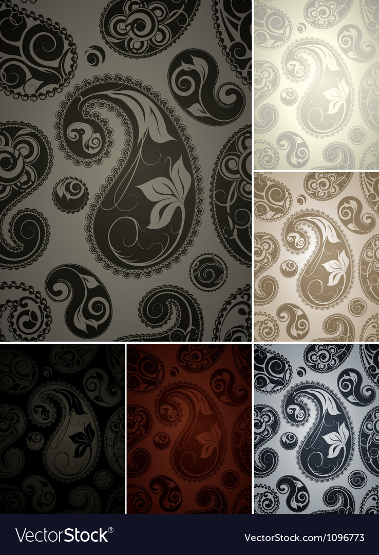 Seamless wallpaper pattern set of six colors Vector Image