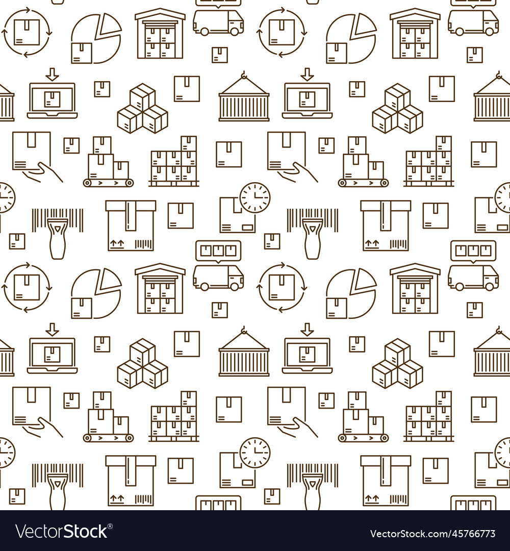 Storage And Delivery Thin Line Seamless Pattern Vector Image