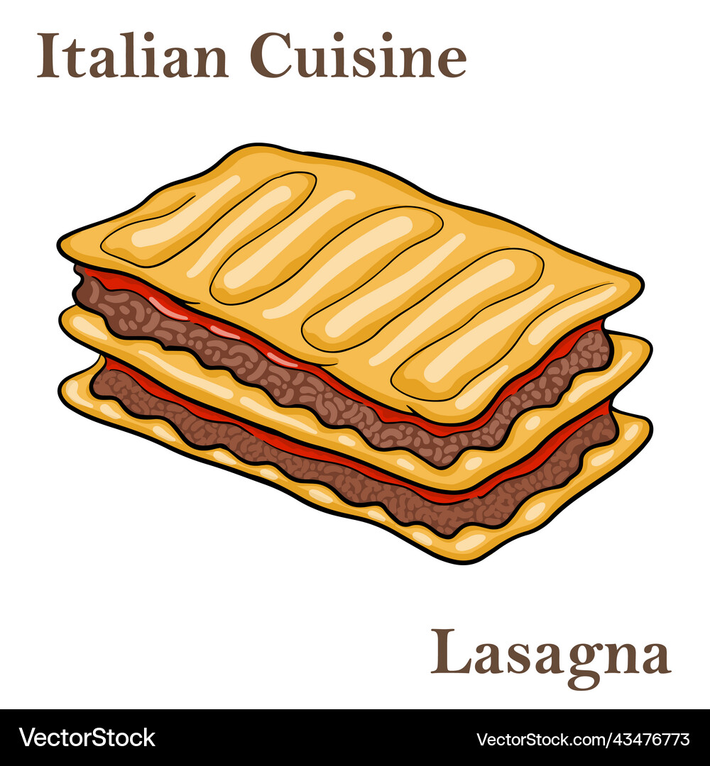 Traditional italian lasagna with minced beef Vector Image