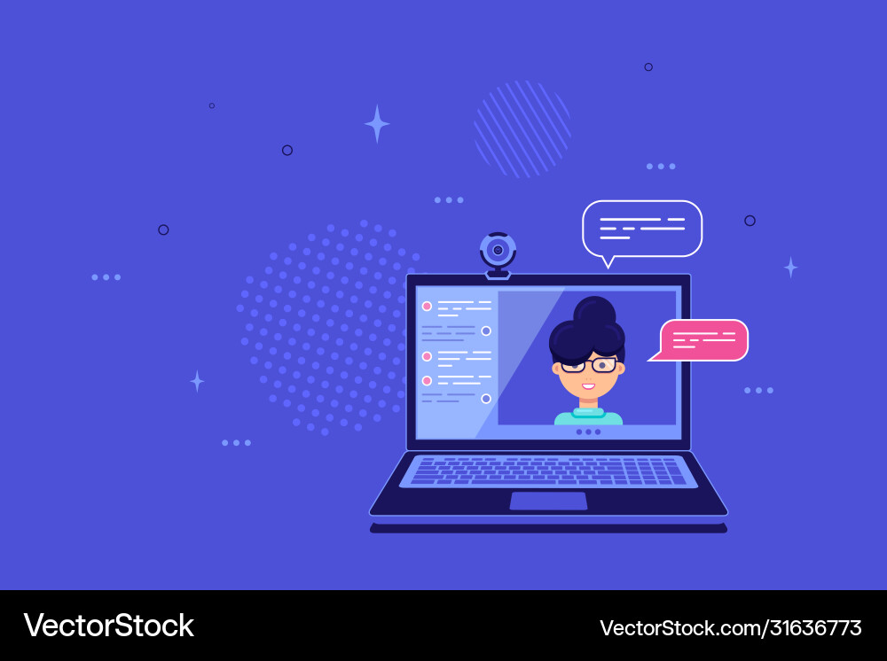 Video call concept banner design in flat style Vector Image