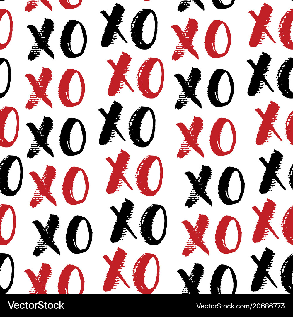 Xoxo brush lettering signs seamless pattern Vector Image