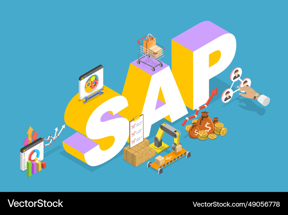 3d isometric flat of sap Royalty Free Vector Image