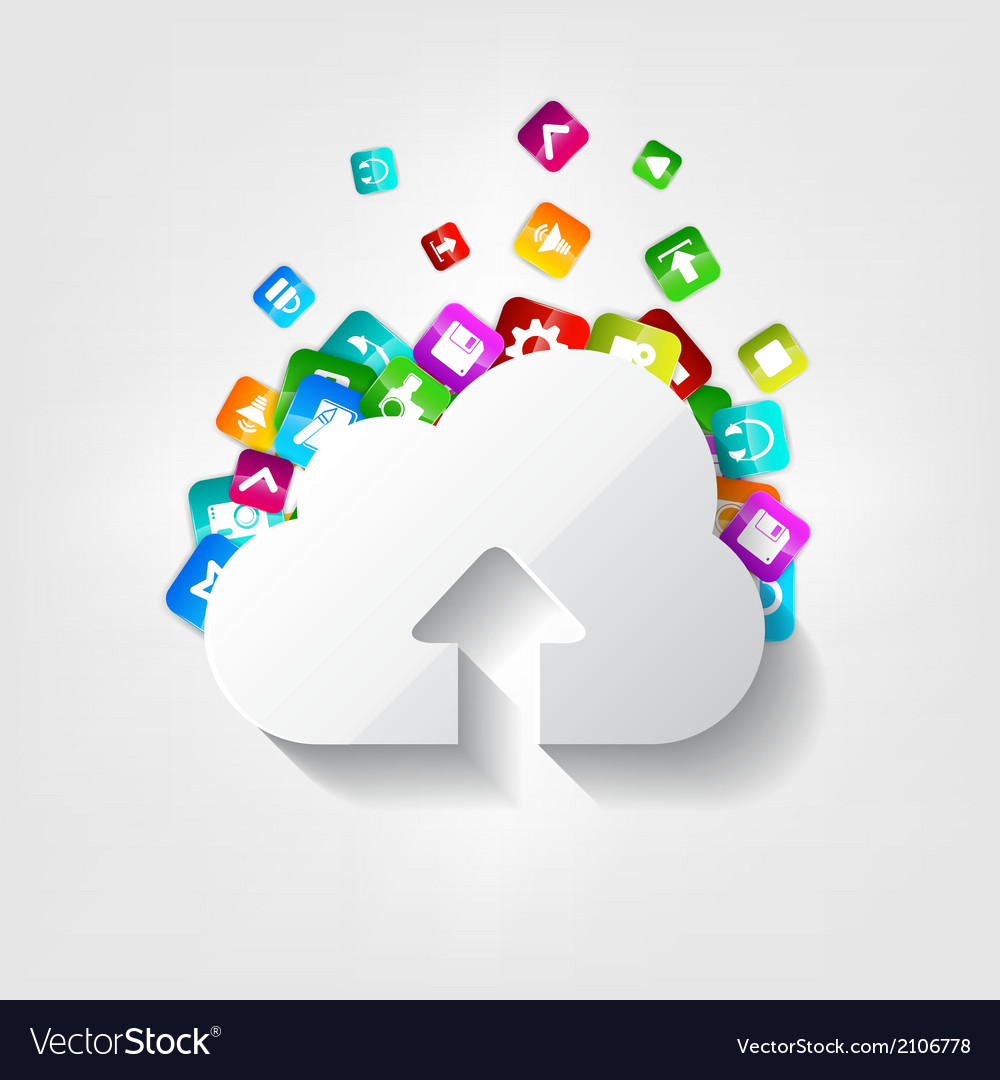 Cloud upload icon application button Royalty Free Vector