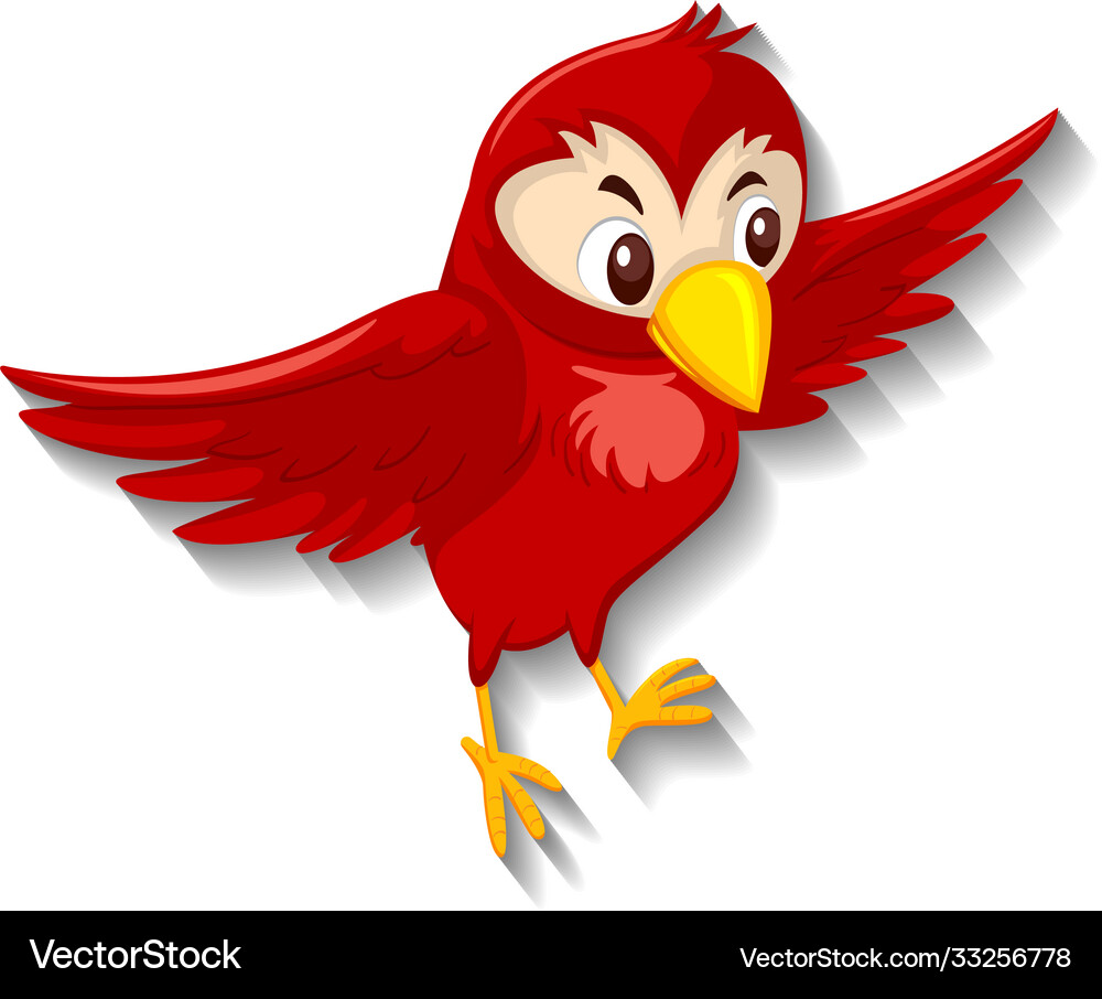 Cute red bird cartoon character Royalty Free Vector Image