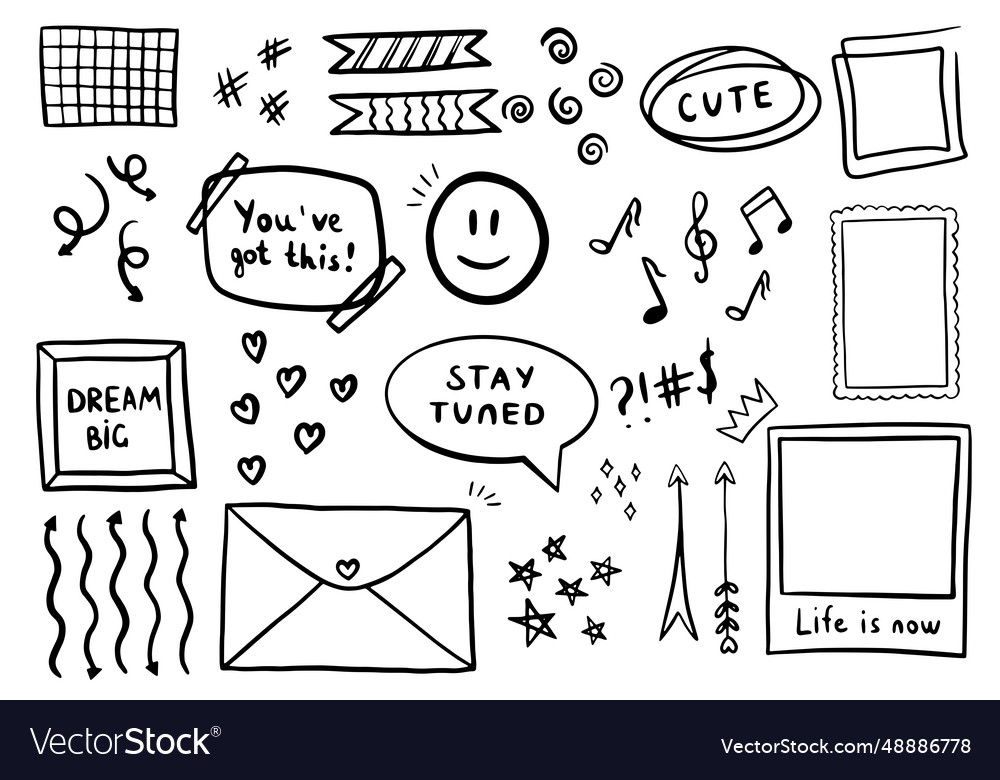 Doodle set frames arrows Royalty Free Vector Image