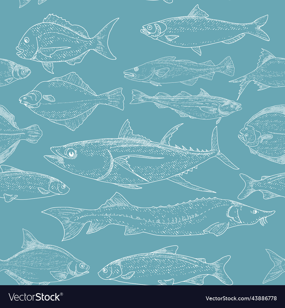 Fish seamless pattern Royalty Free Vector Image