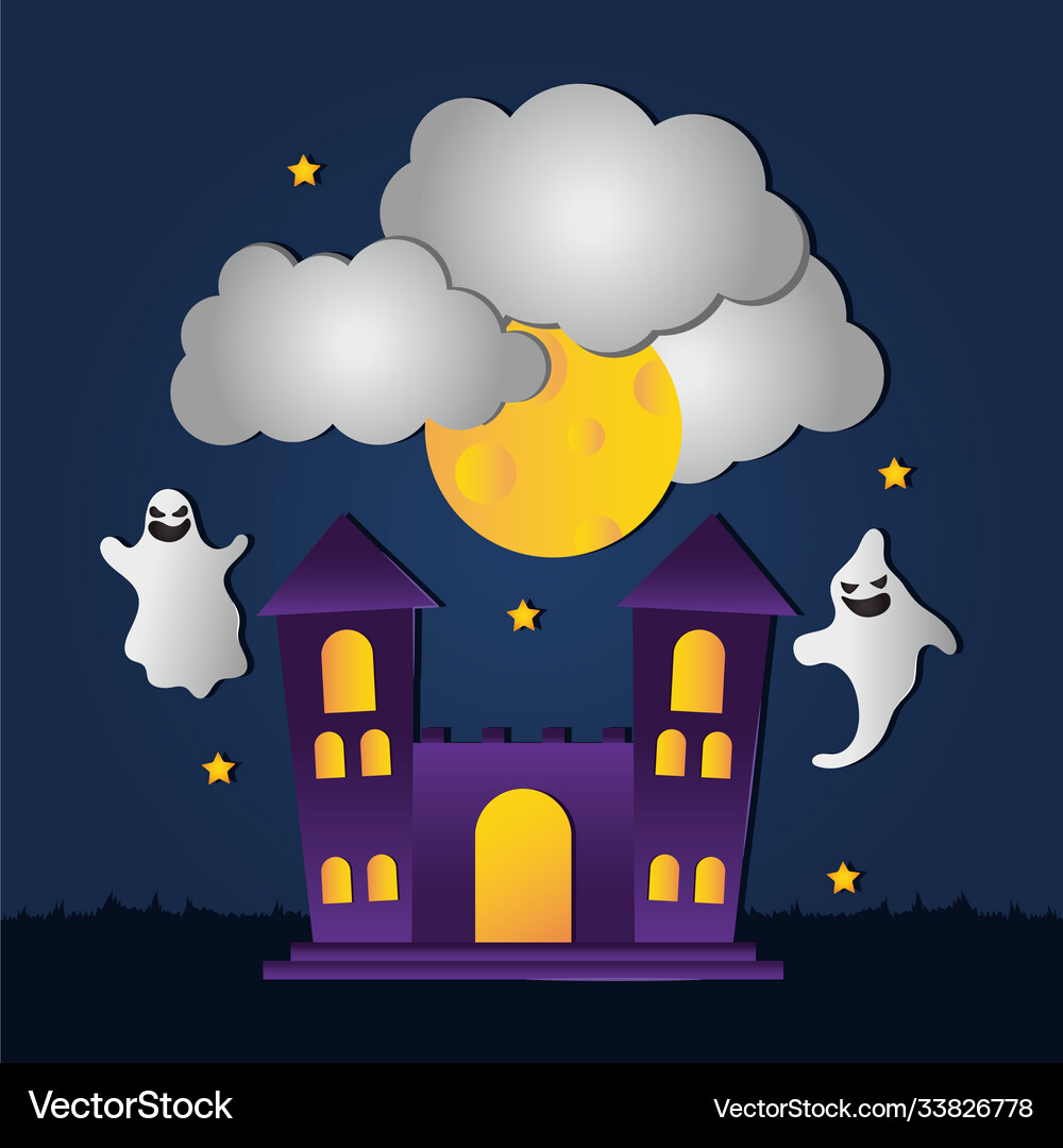 Happy halloween concept horror castle ghosts Vector Image