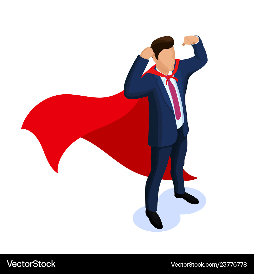 Isometric people super worker businessman Vector Image