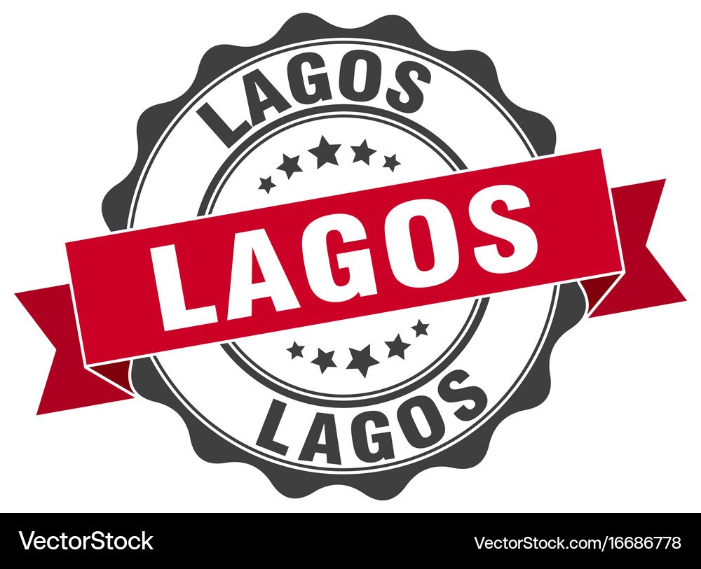 Lagos round ribbon seal Royalty Free Vector Image