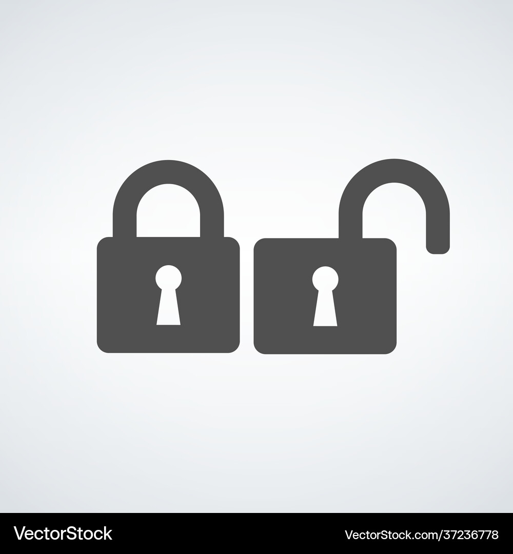 Lock unlock privacy protection icon stock Vector Image