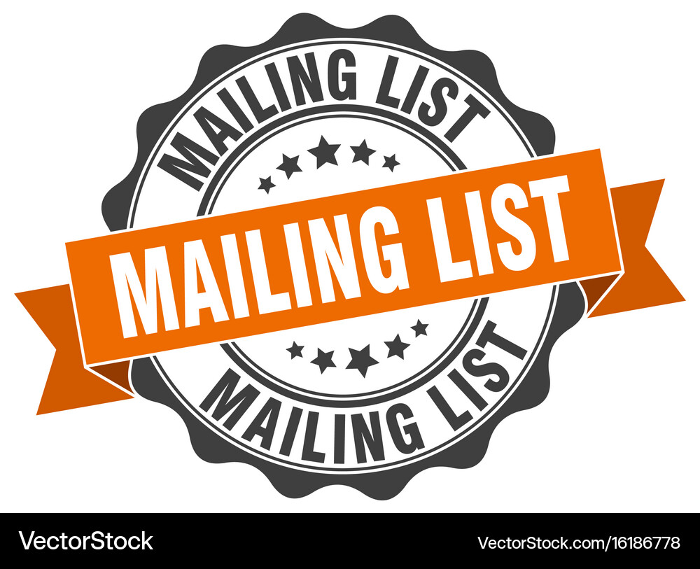 Mailing list stamp sign seal Royalty Free Vector Image