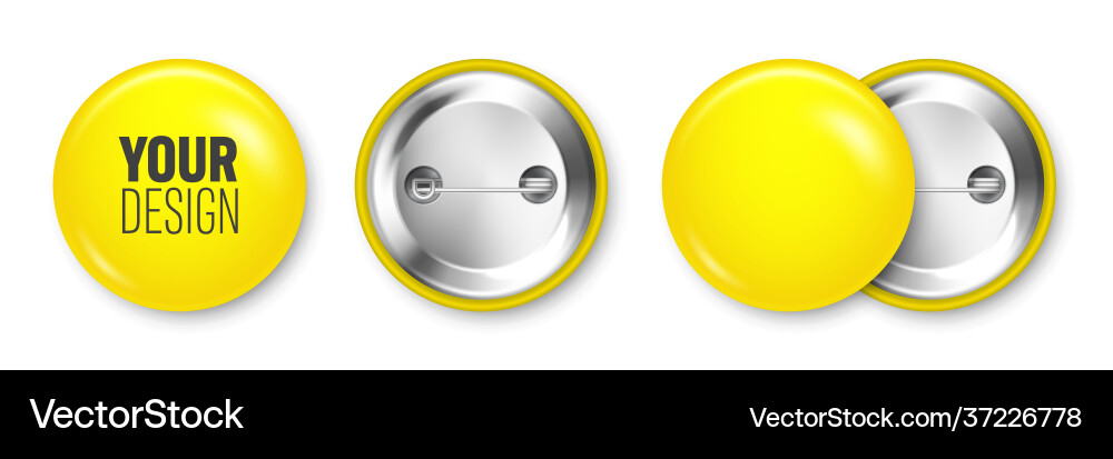 Realistic yellow blank badge isolated on white Vector Image