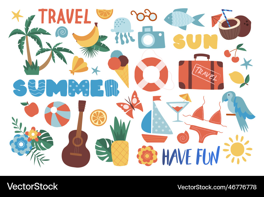 Set of summer stickers Royalty Free Vector Image