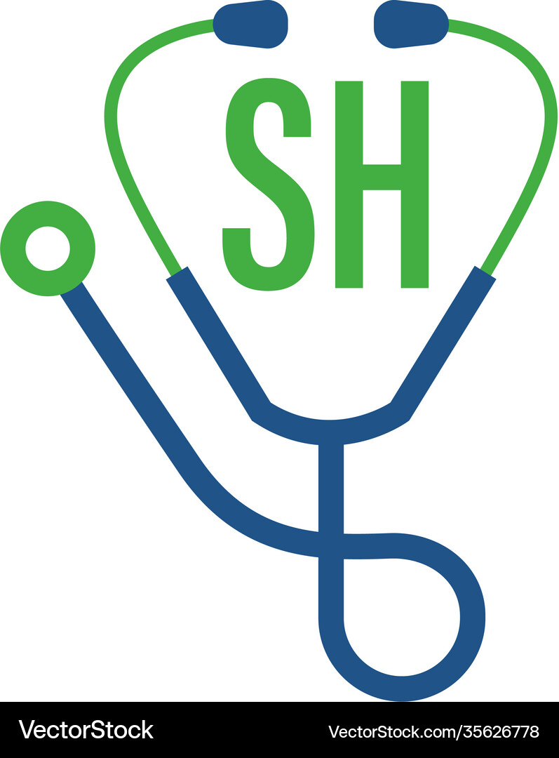 Sh letter logo design with stethoscope icon Vector Image