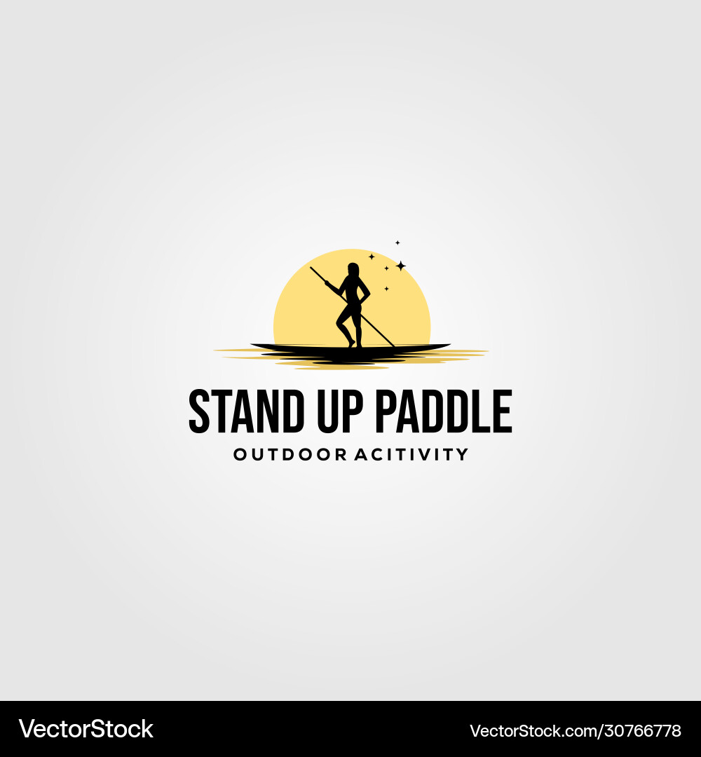 Stand up paddle vintage logo silhouette design Vector Image